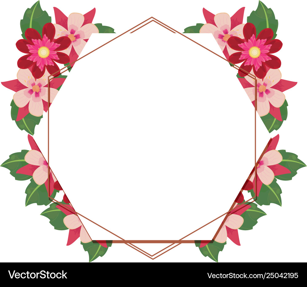 Floral frame label flowers decoration Royalty Free Vector