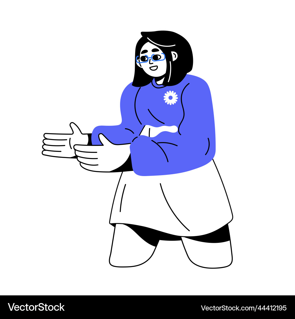 Happy smart girl presenting showing smth Vector Image