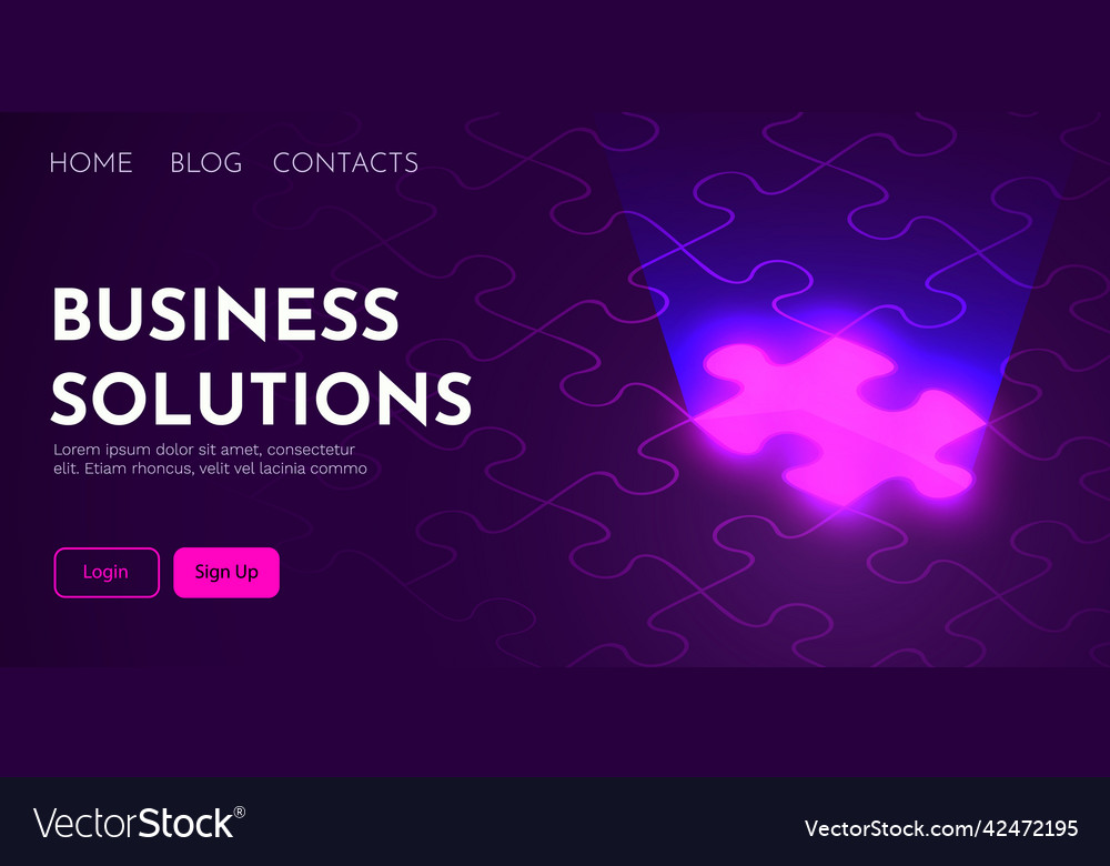 Jigsaw puzzle landing page template solution Vector Image Jigsaw puzzle landing page template solution Vector Image