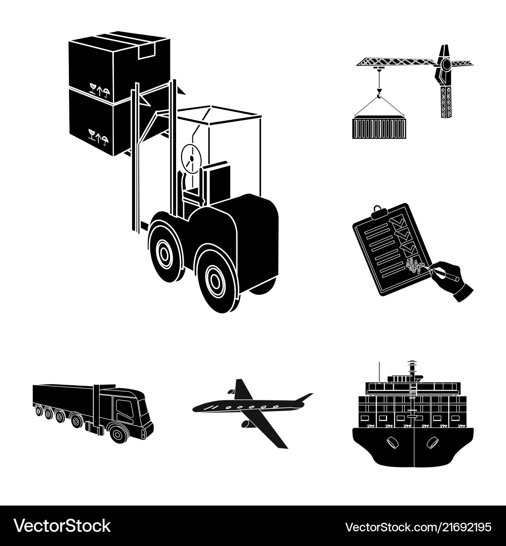 Logistics and delivery black icons in set Vector Image
