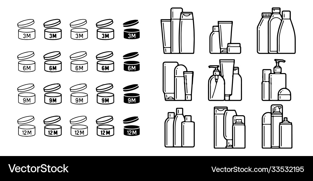 Products cosmetic icon set isolated on white Vector Image