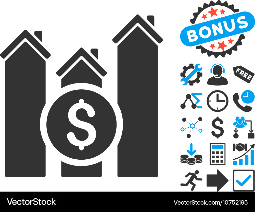 Realty price charts flat icon with bonus Vector Image