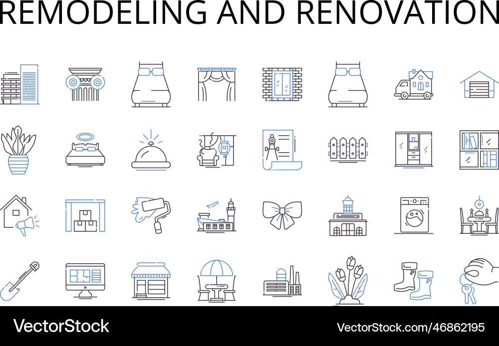 Remodeling and renovation line icons collection Vector Image