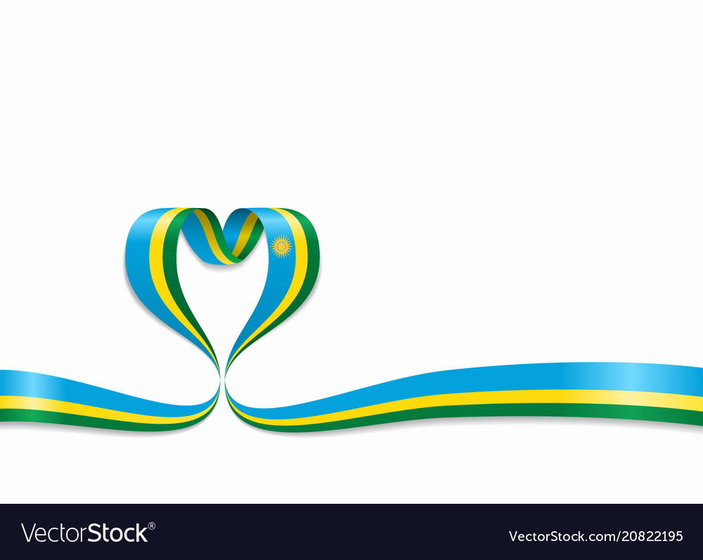 Rwandan flag heart-shaped ribbon Royalty Free Vector Image