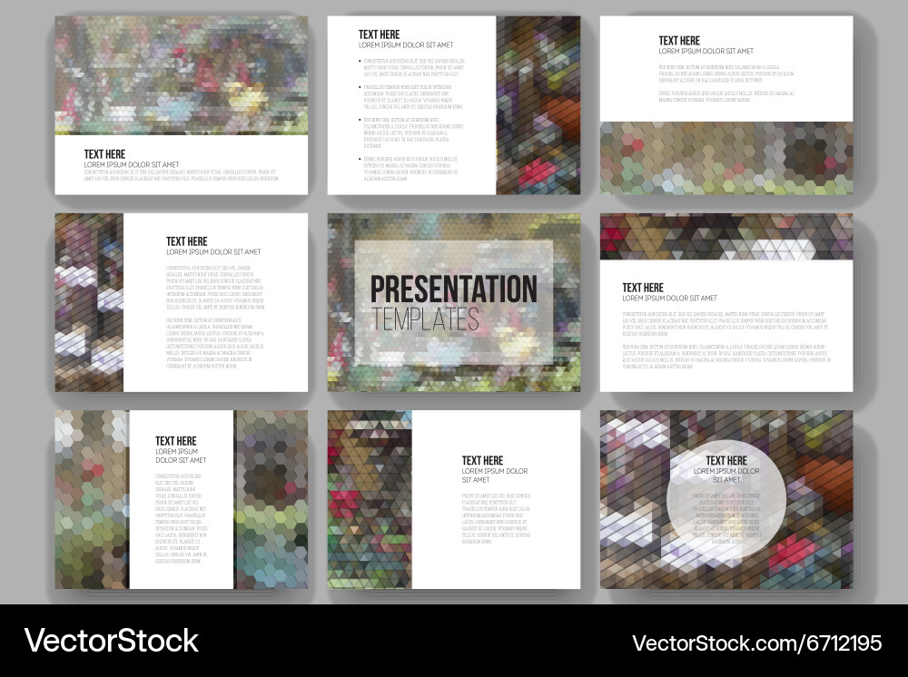 Set of 9 templates for presentation slides Vector Image