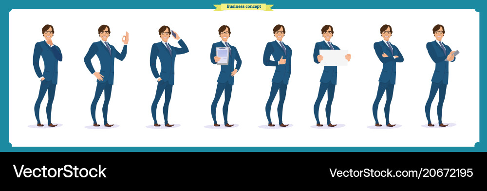 Set of businessman character Royalty Free Vector Image