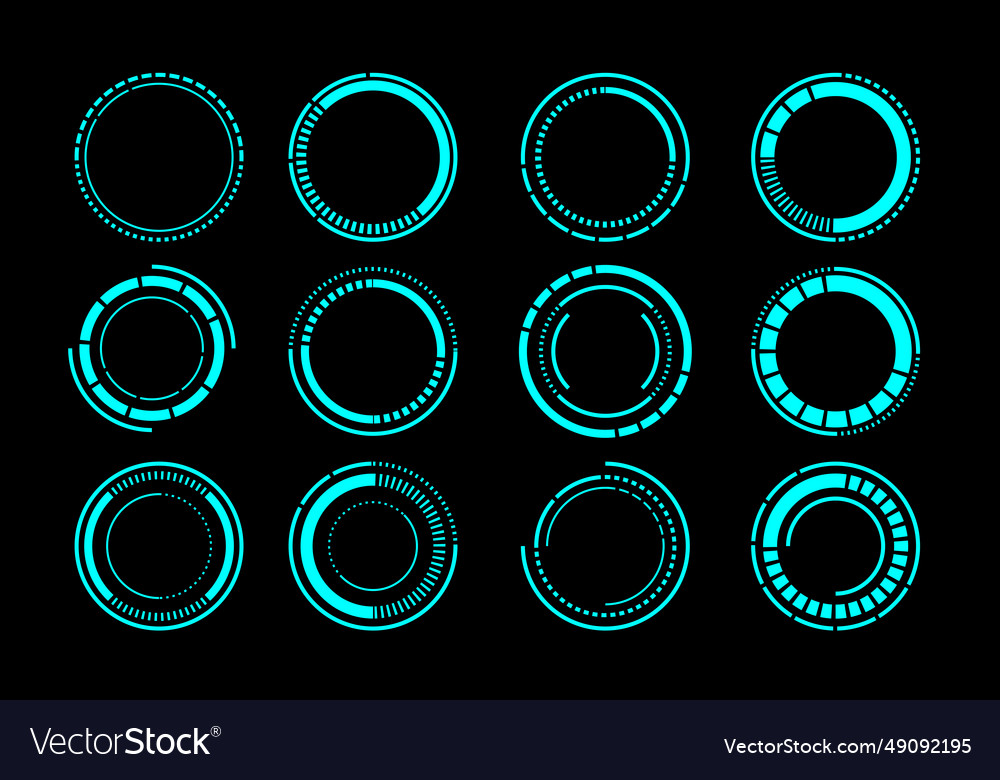 Set of sci fi blue circle user interface elements Vector Image