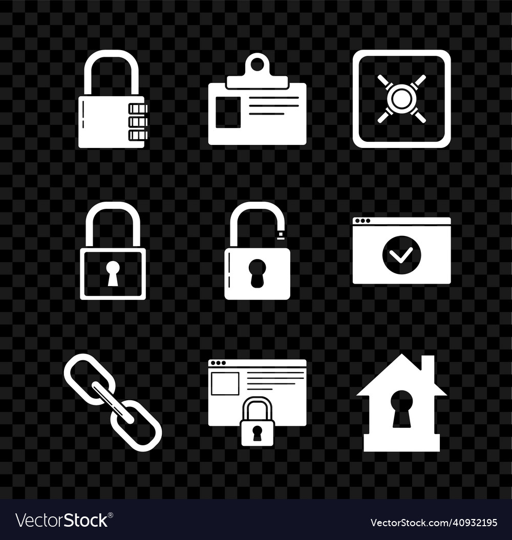 Set Safe Combination Lock Identification Badge Vector Image