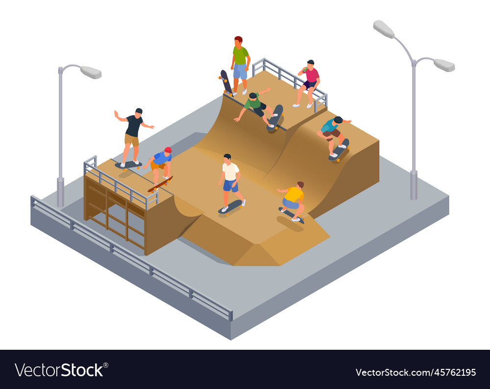 Skate park composition Royalty Free Vector Image