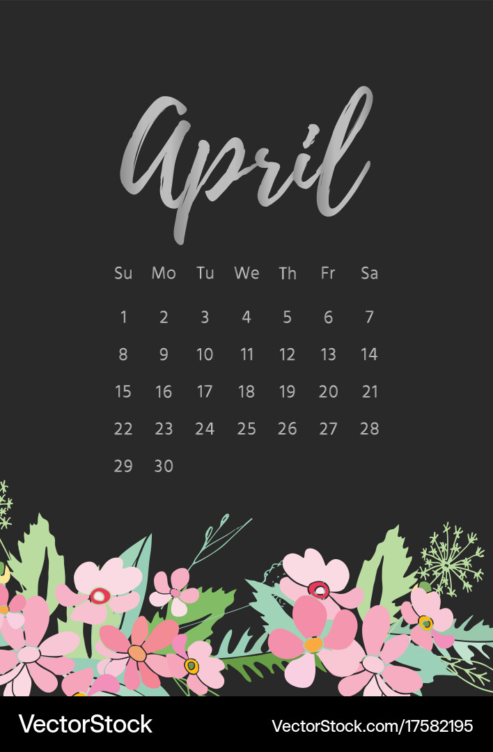 Vintage floral calendar 2018 Royalty Free Vector Image