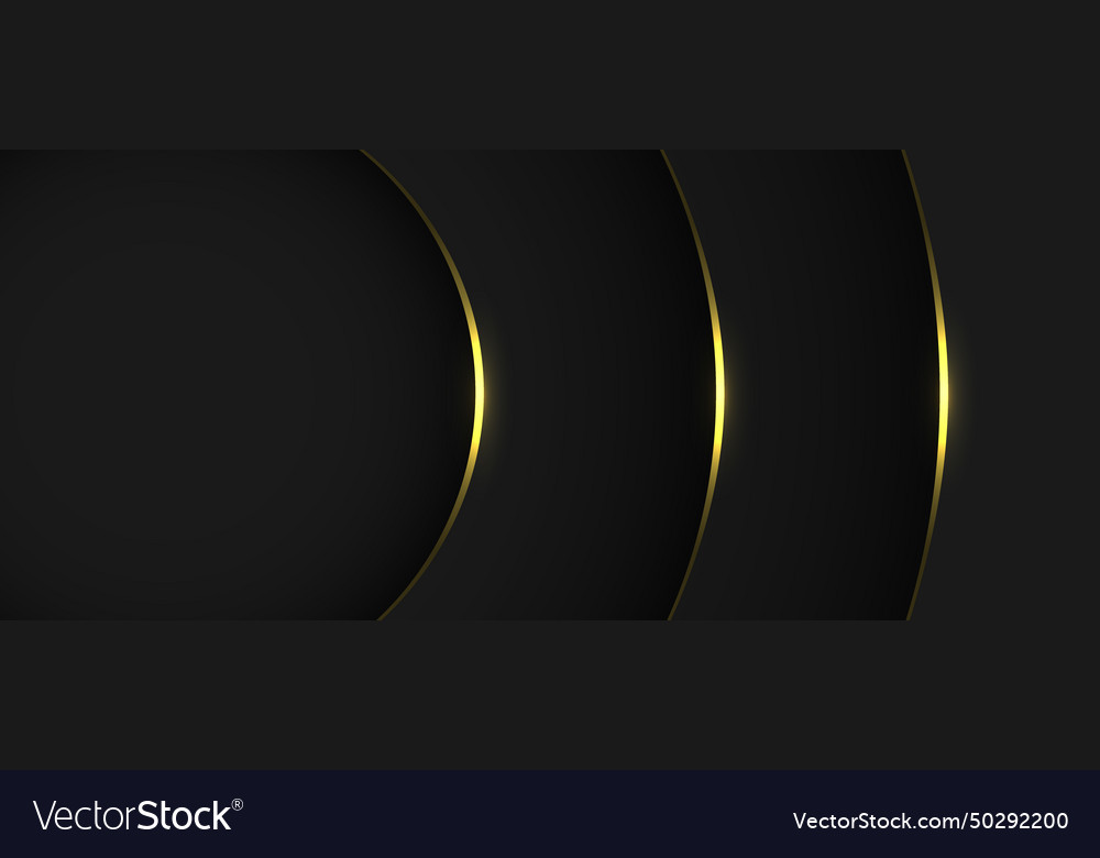 Abstract Black Metallic Golden Curve Overlap Vector Image