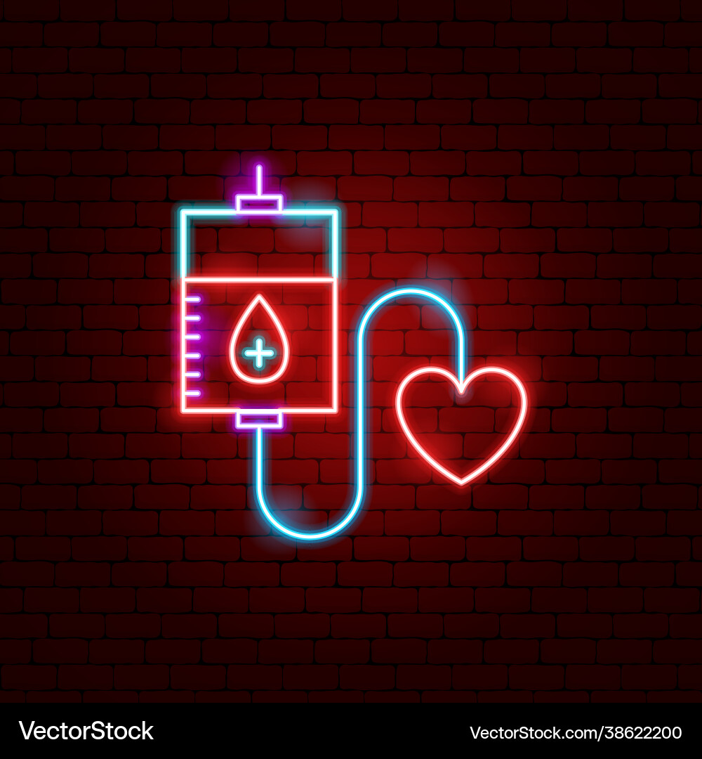 Blood donation neon sign Royalty Free Vector Image
