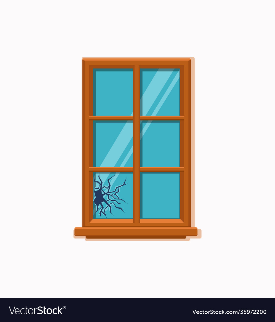 Broken window Royalty Free Vector Image - VectorStock