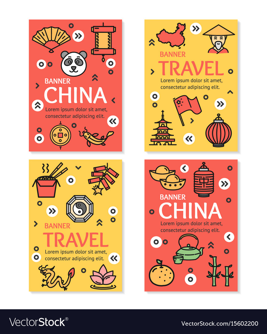 China asian country travel flyer banner placard Vector Image