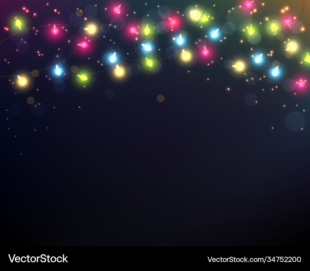 Colorful christmas light on night background Vector Image