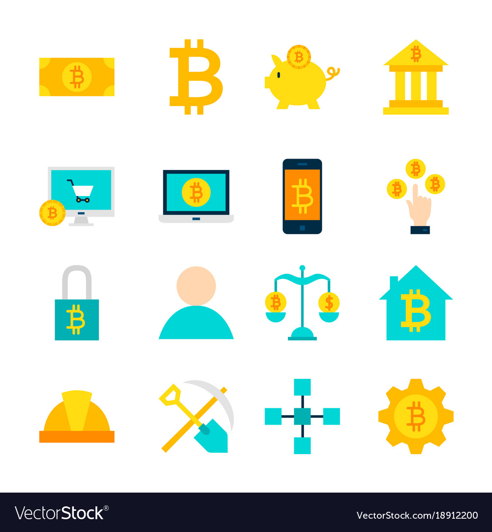 Cryptocurrency bitcoin objects Royalty Free Vector Image