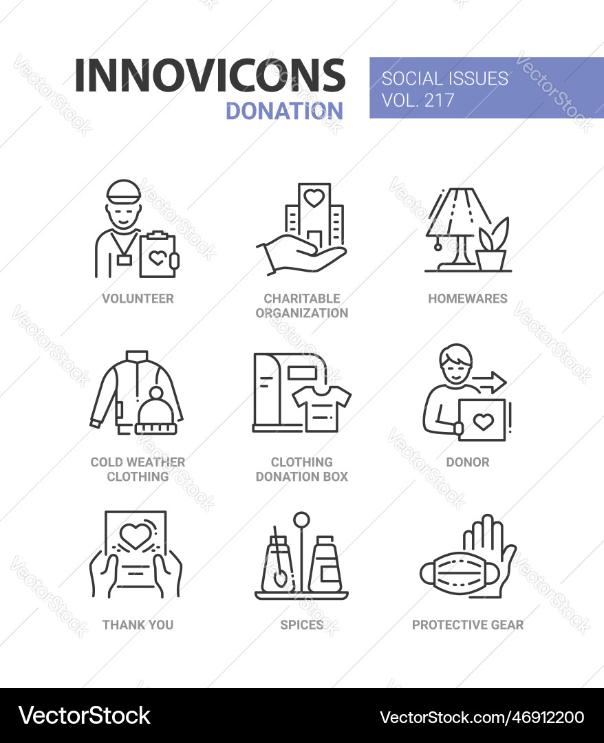 Donation and volunteering - line design style Vector Image