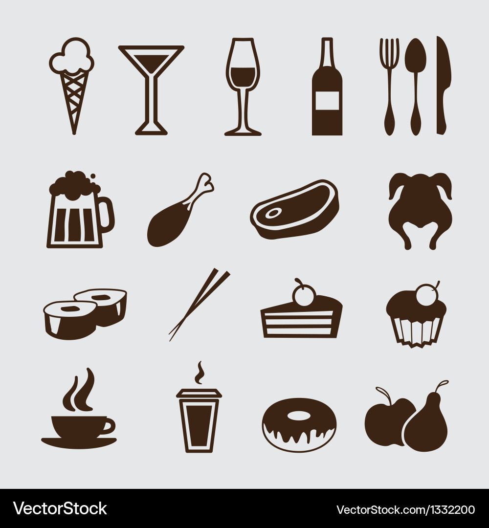 Food and drinks icons Royalty Free Vector Image
