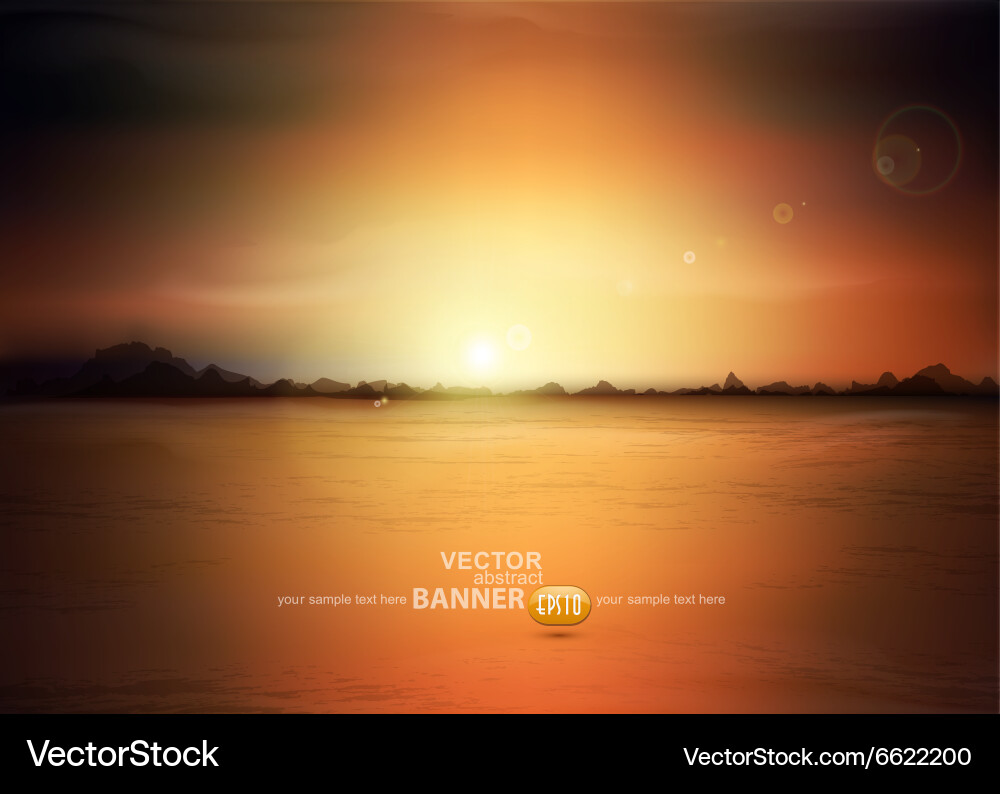 Landscape with a rising sun and mountains Vector Image