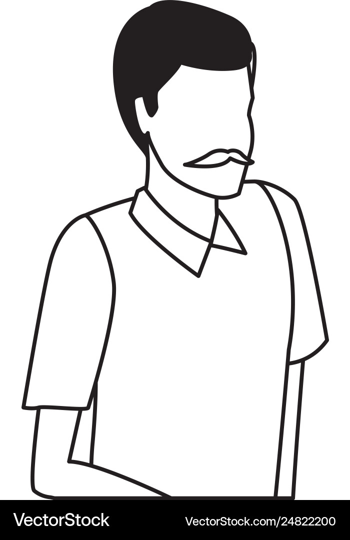 Man with mustache avatar isometric in black Vector Image