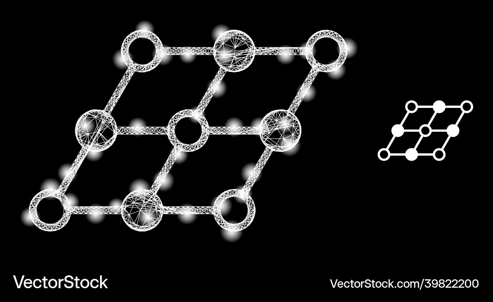 Polygonal 2d mesh inclined grid with lightspots Vector Image