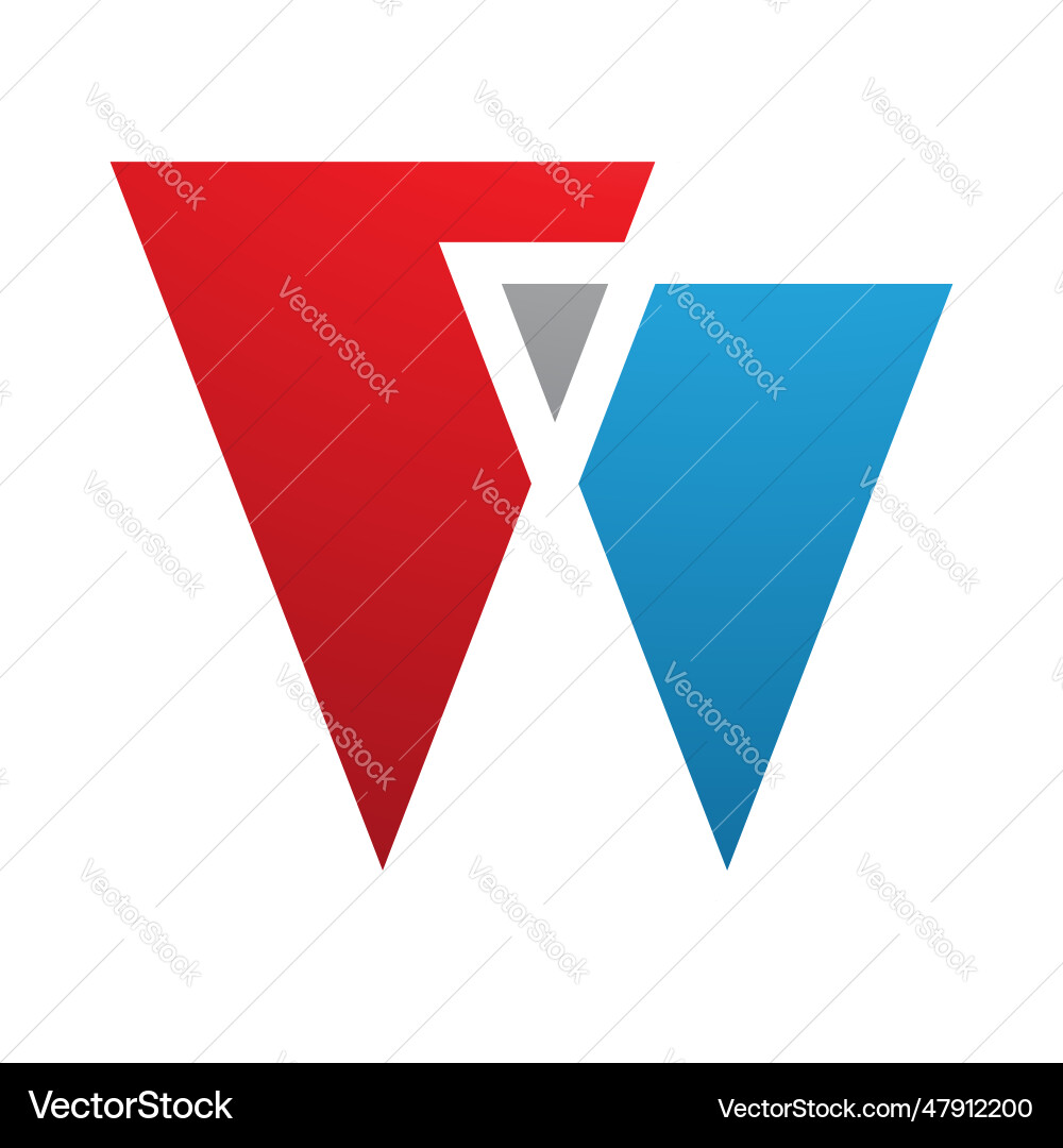 Red and blue letter w icon with triangles Vector Image