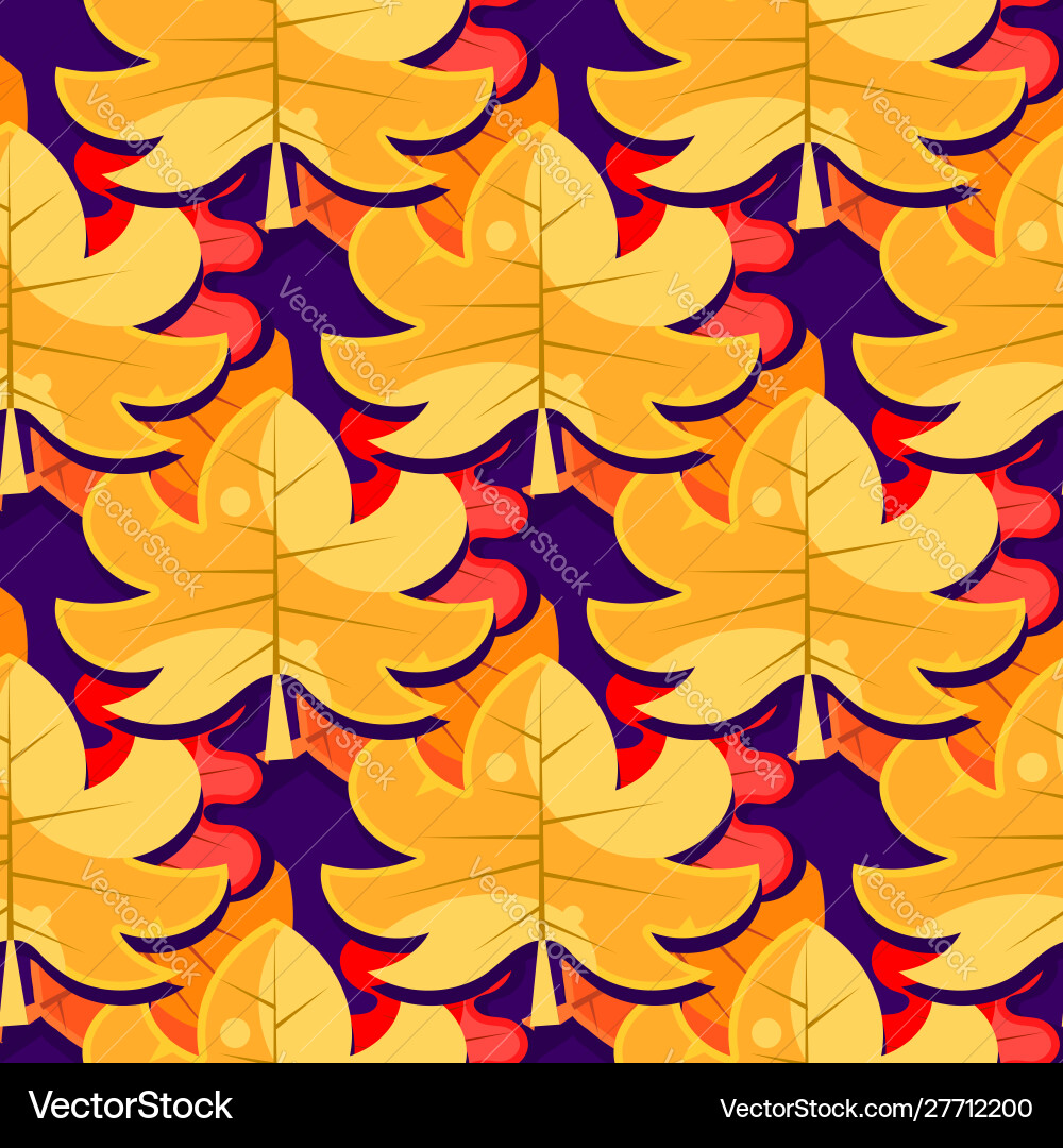 Seamless pattern with autumn leaves in a retro Vector Image