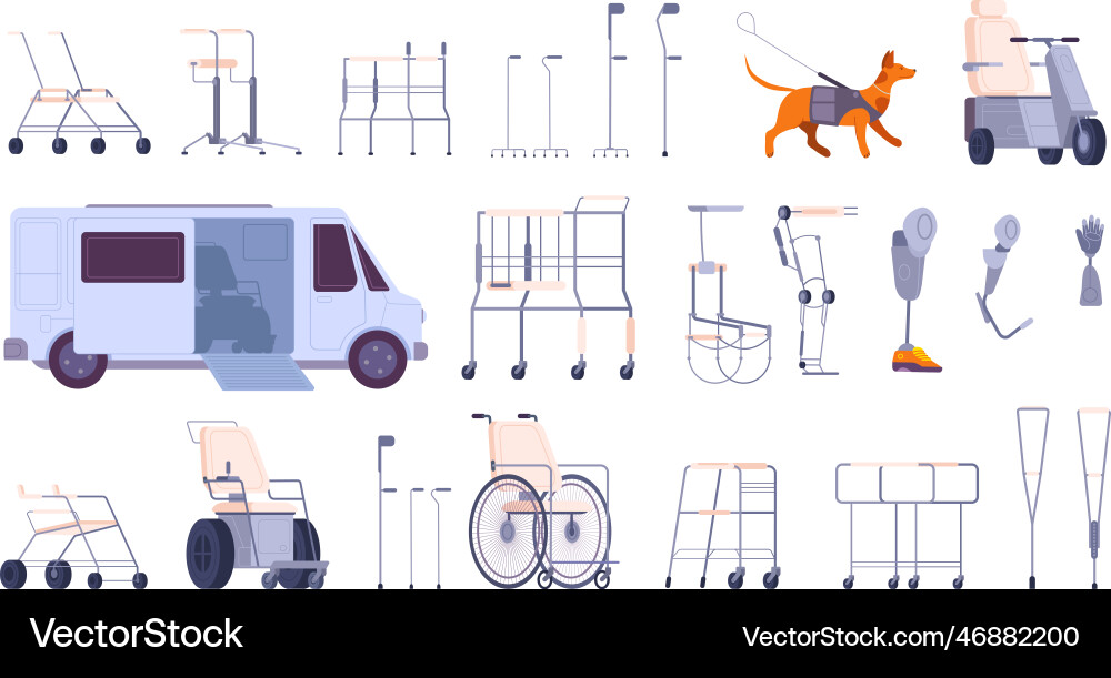 Walker devices variety walkers mobility aids and Vector Image