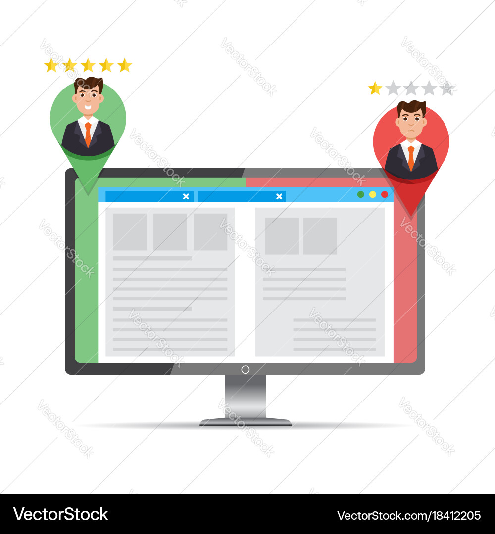 A-b comparison split testing concept with computer