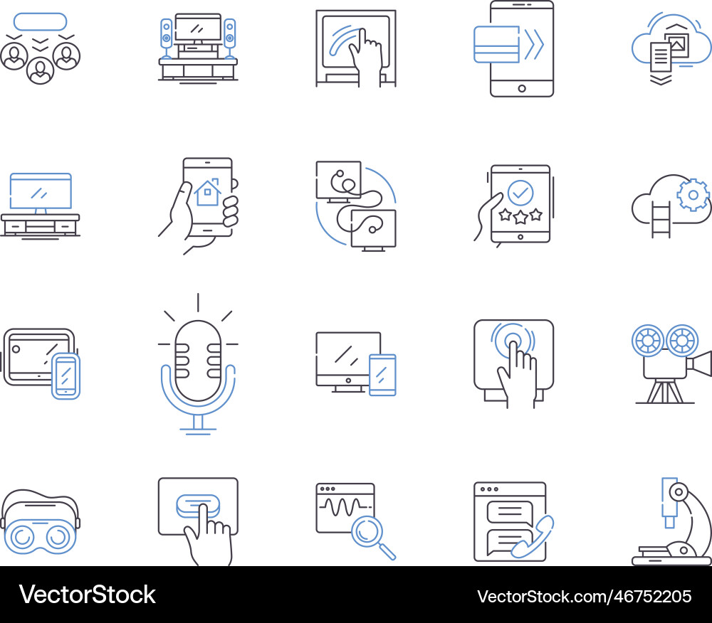 Appliances and computers outline icons collection Vector Image