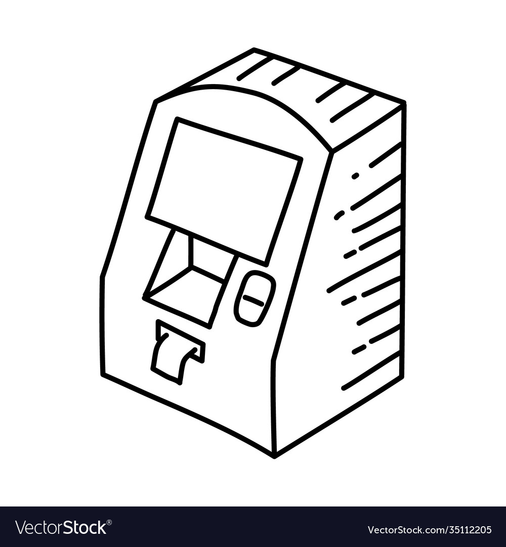 Atm icon doodle hand drawn or outline style Vector Image