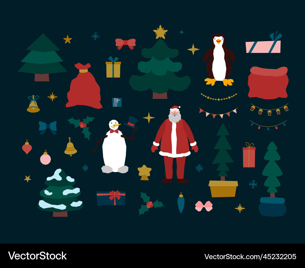 Christmas cute bundle a festive set of Royalty Free Vector