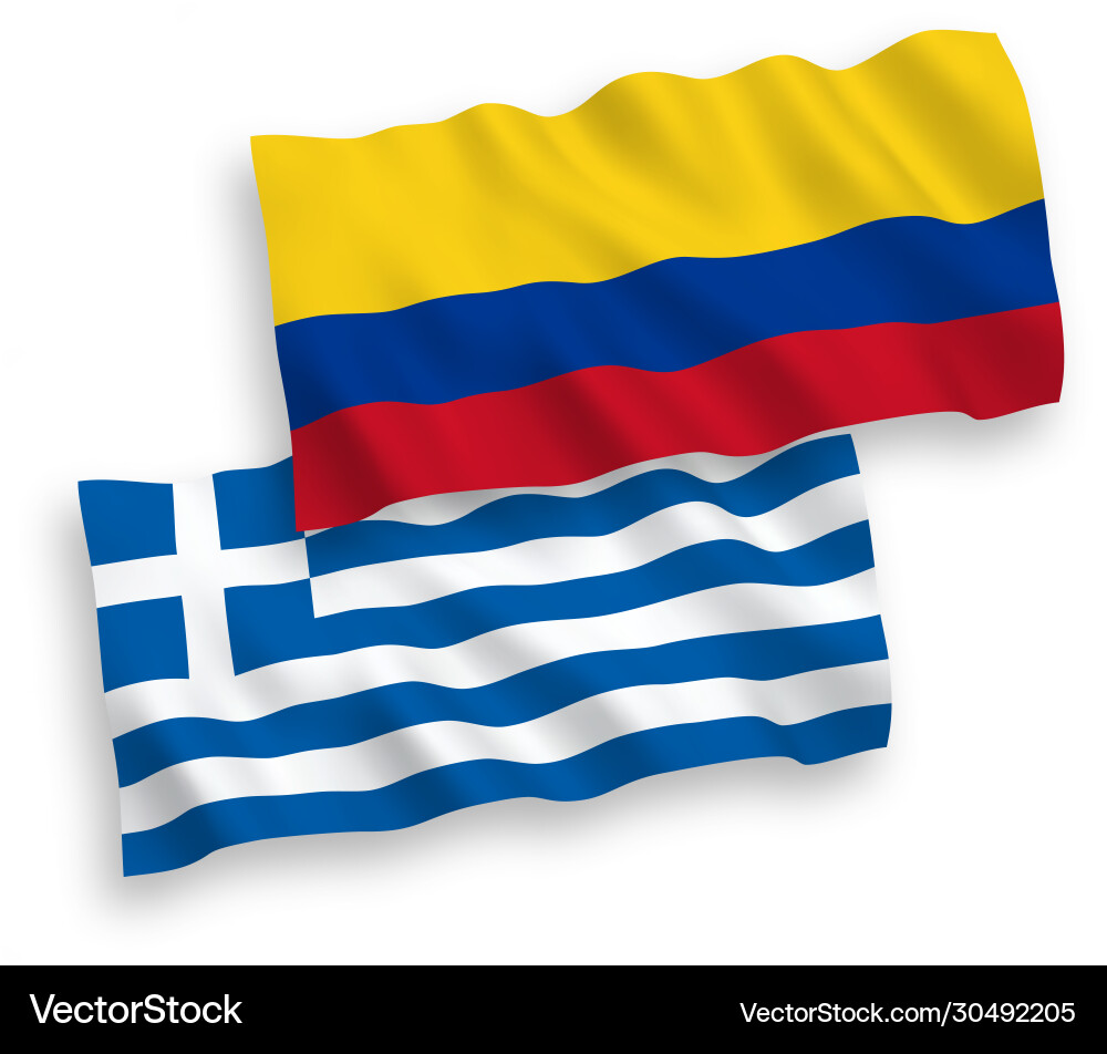 Flags greece and colombia on a white background Vector Image