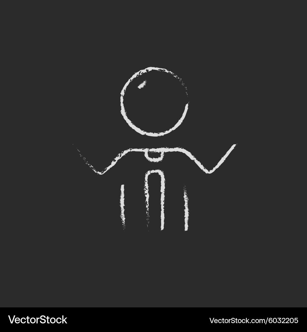 Man with raised arms icon drawn in chalk Vector Image