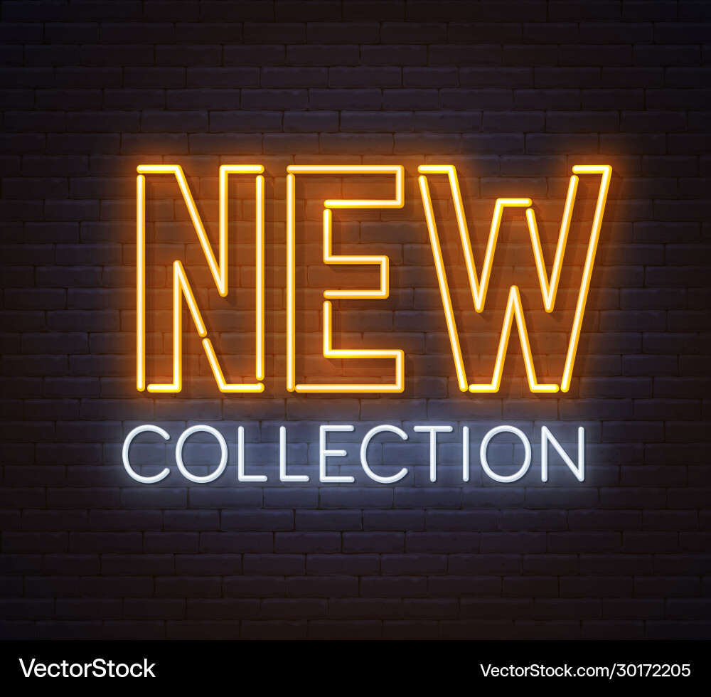 New collection neon sign on dark background Vector Image