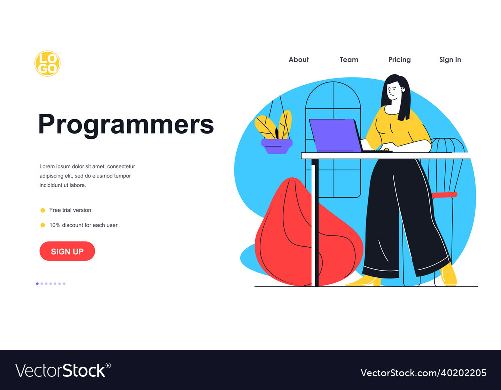 Programmers working web banner concept Royalty Free Vector