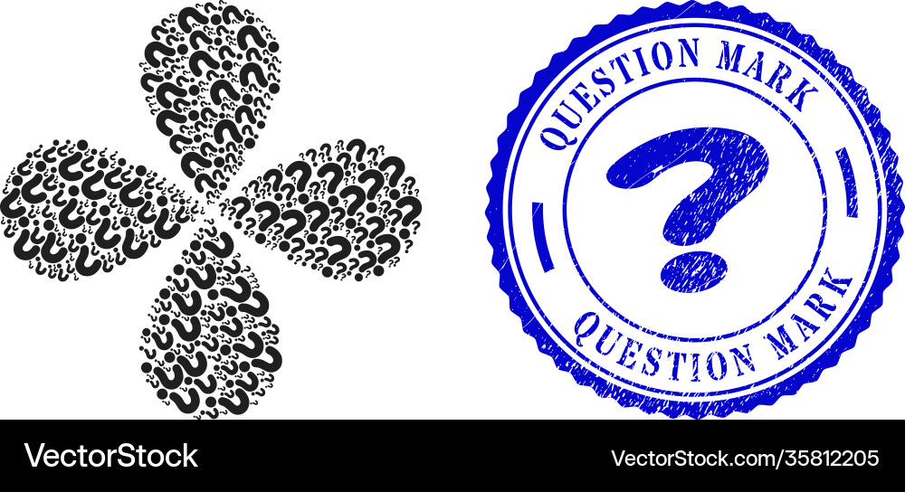 Question mark distress seal stamp and Royalty Free Vector