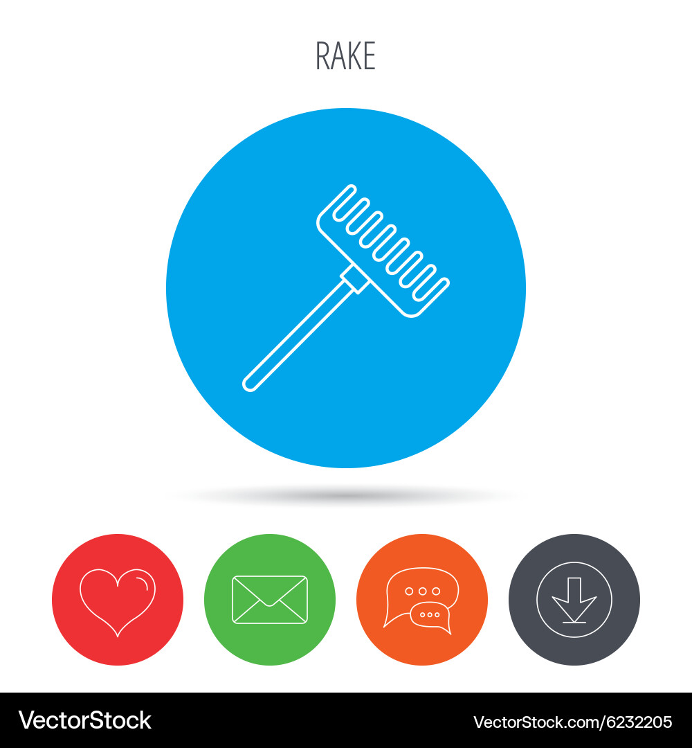 Rake icon gardening equipment sign Royalty Free Vector Image