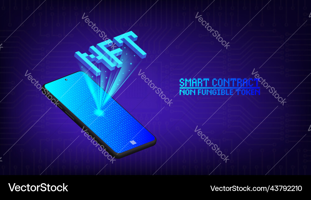 3d hi-tech banner a smartphone with glowing Vector Image