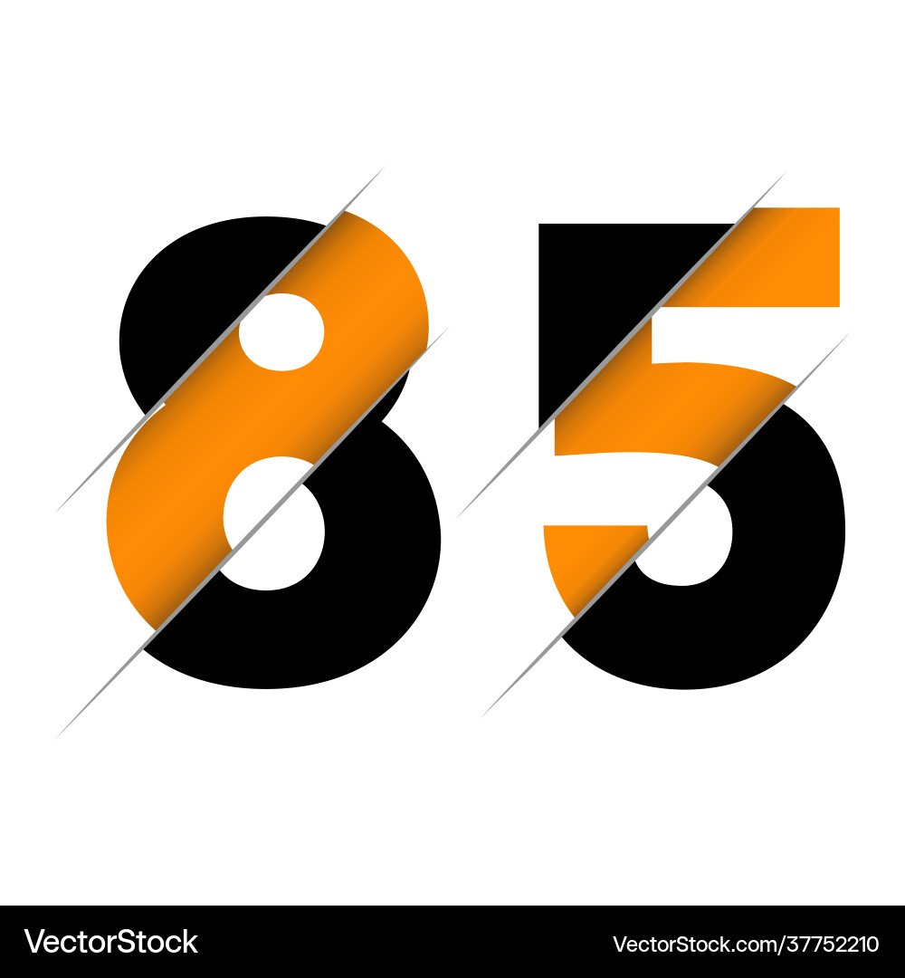 85 8 5 number logo design with a creative cut Vector Image