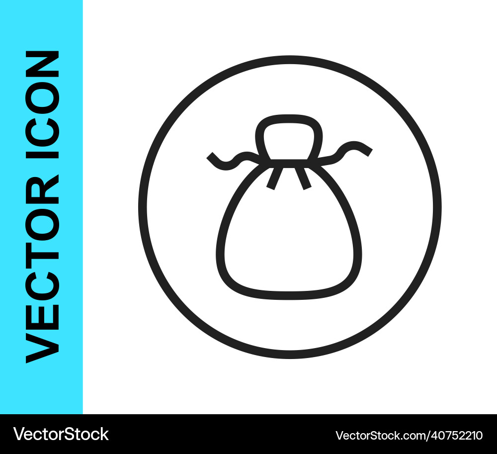 Black line wonton icon isolated on white Vector Image