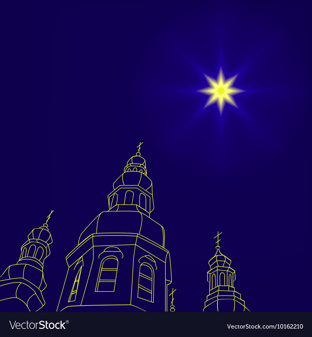 Christian christmas church with a star Royalty Free Vector