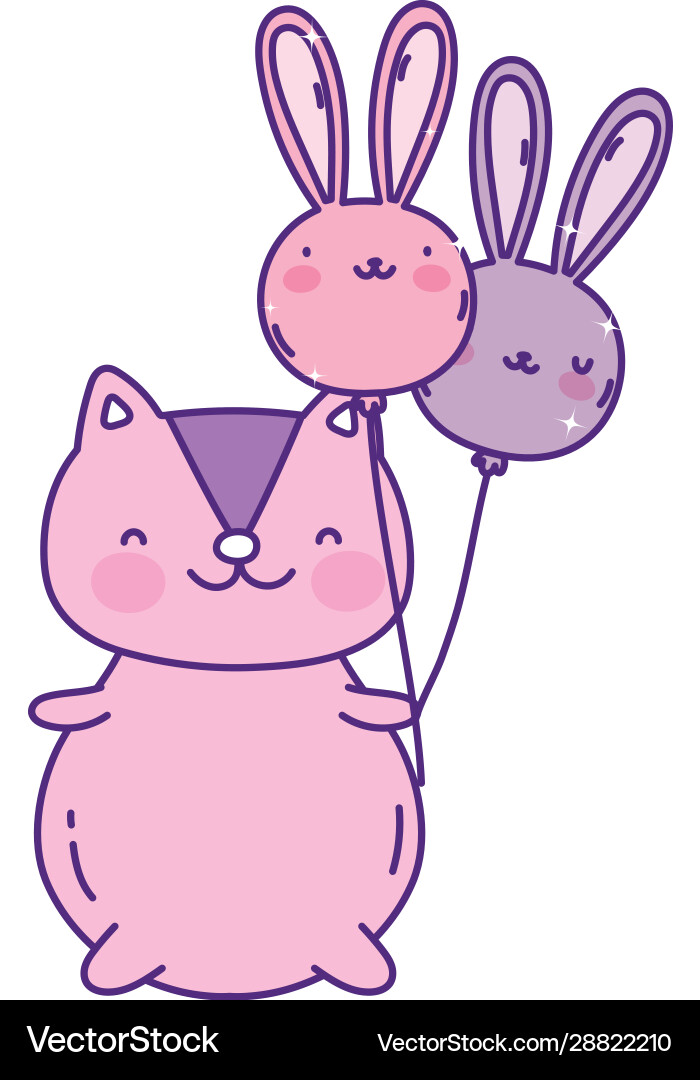 Cute squirrel with balloons shaped rabbit cartoon Vector Image