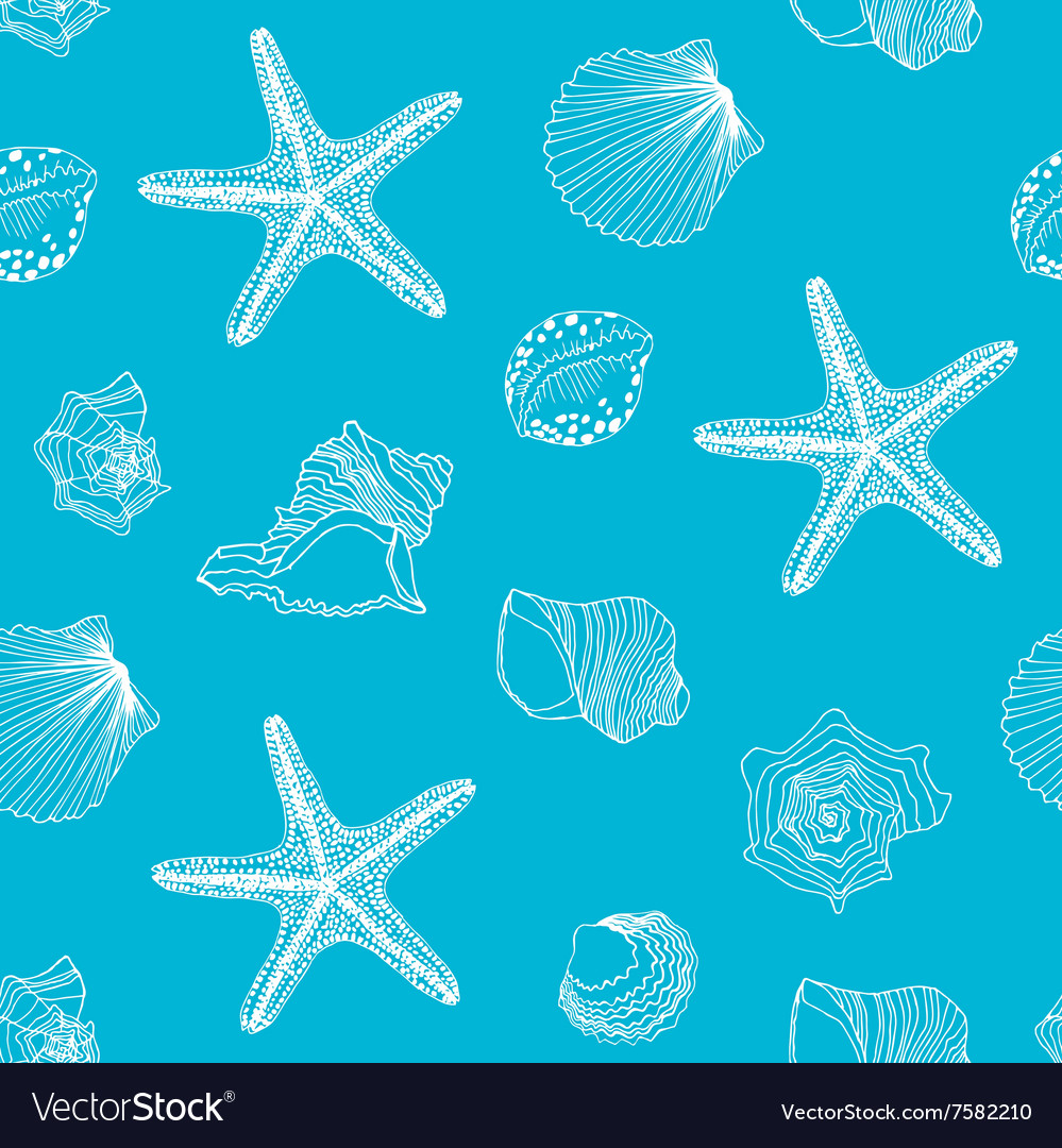 Hand drawn shells seamless pattern Royalty Free Vector Image