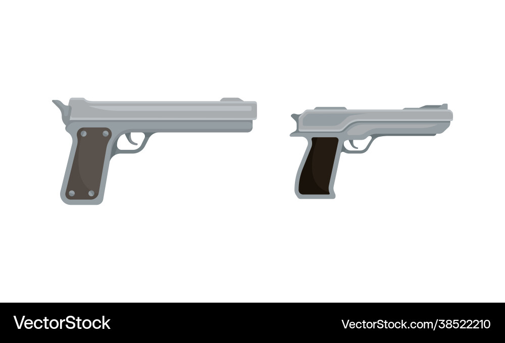 Handguns or pistol models with firing trigger Vector Image