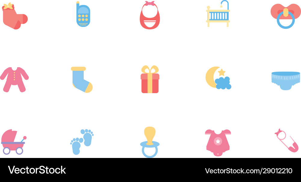 Isolated baby objects and toys icon set Royalty Free Vector
