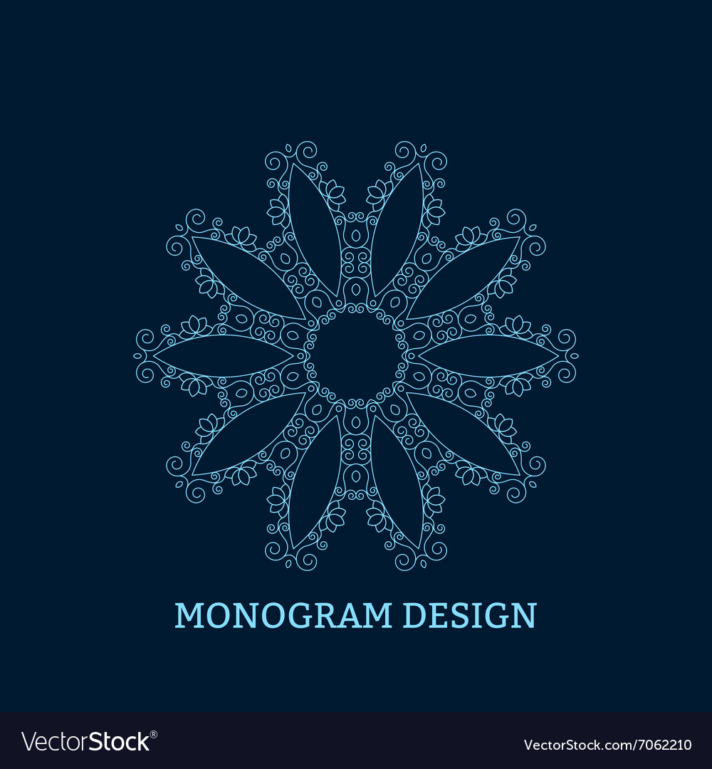 Linear blue monogram Royalty Free Vector Image