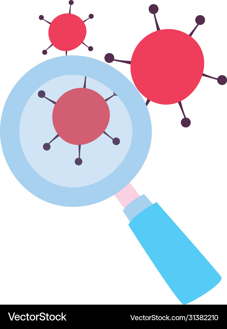 Lupe with covid 19 virus flat style icon Vector Image
