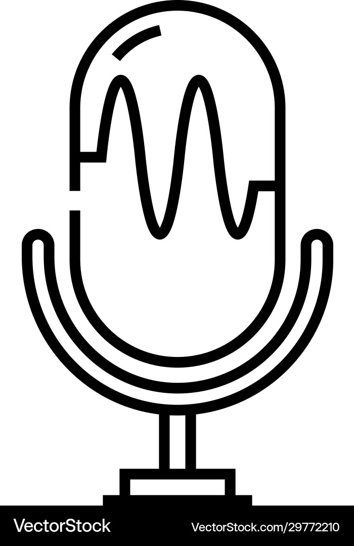 Mic line icon concept sign outline Royalty Free Vector Image