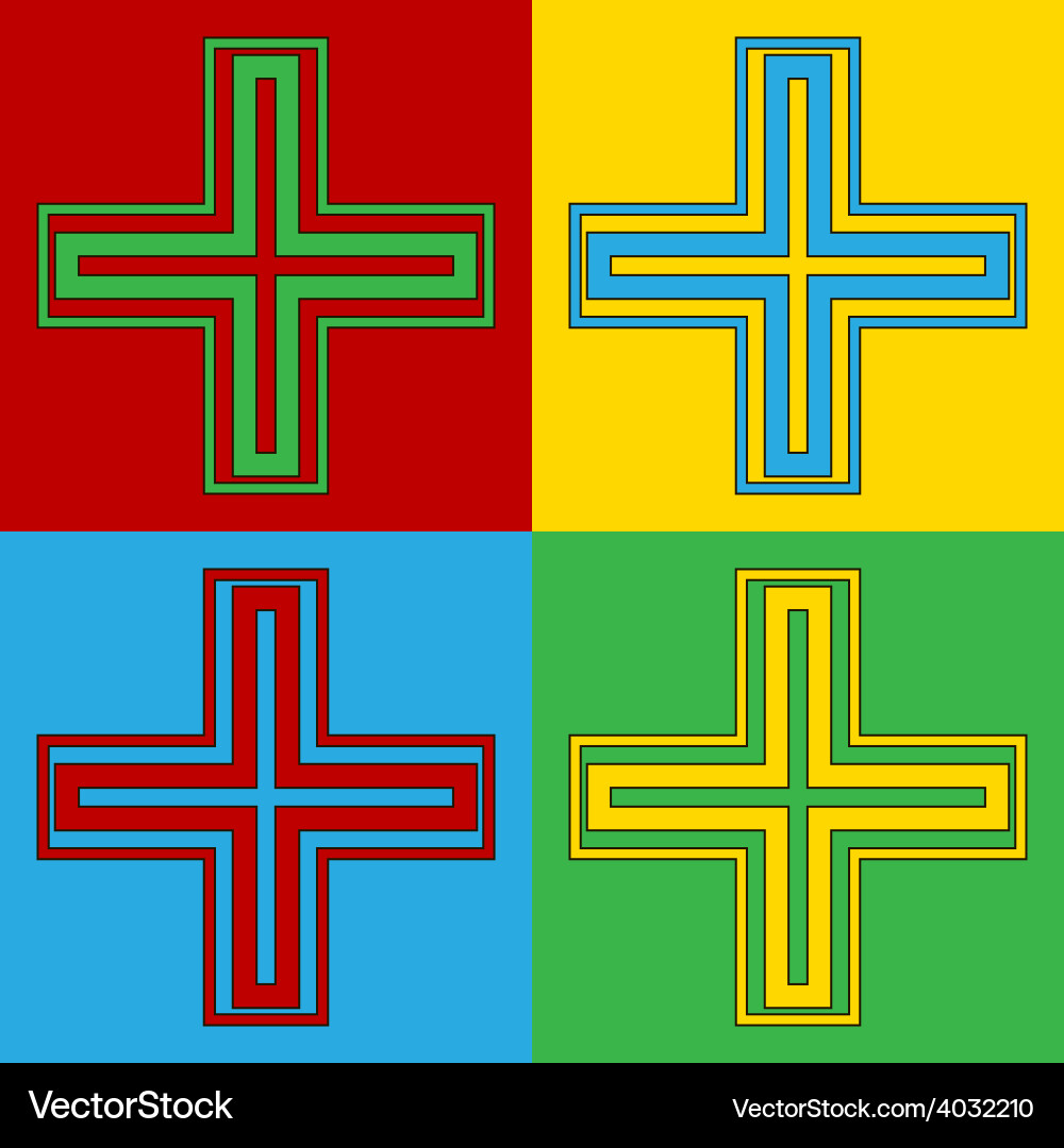 Pop art religious cross icons Royalty Free Vector Image